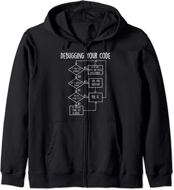 Amazon.com: Debugging Flowchart - Computer Programming Coding Zip Hoodie : Clothing, Shoes & Jewelry